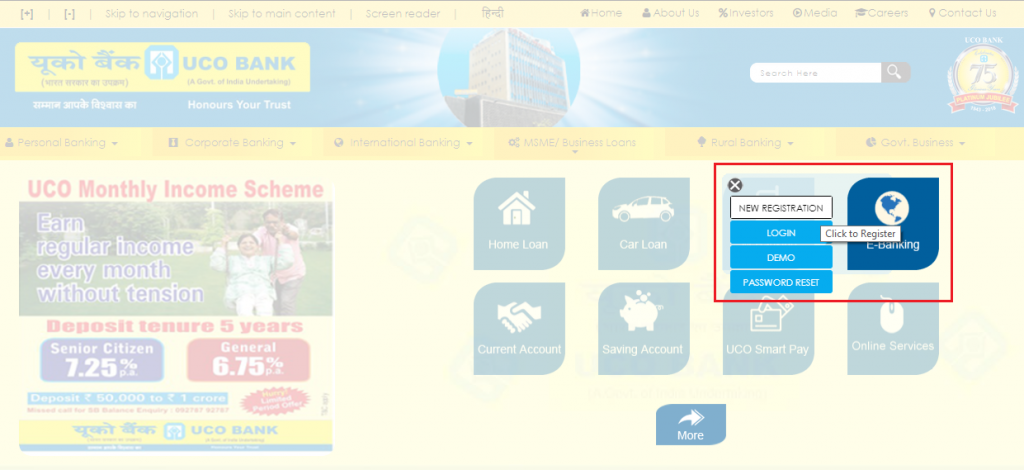 UCO Bank Net Banking Registration Online and Login