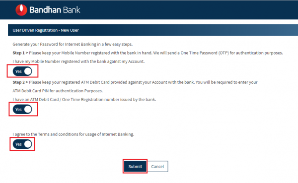 Bandhan Bank Net Banking New User - Registration & Login