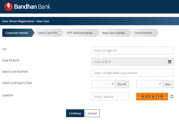 Bandhan Bank Net Banking New User - Registration & Login