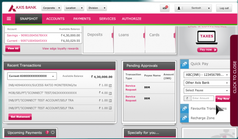 Axis Bank Corporate Net Banking - Registration, Salary Upload, Tax