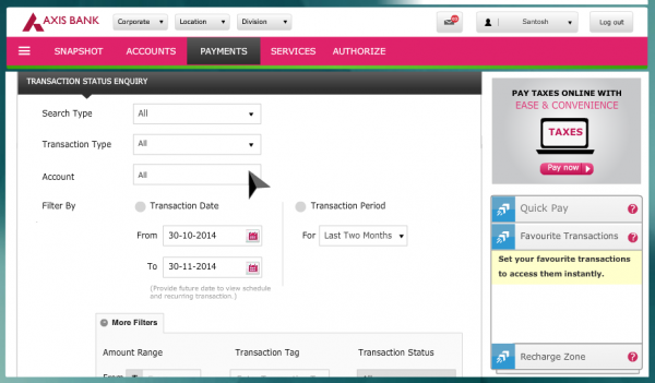 Axis Bank Corporate Net Banking - Registration, Salary Upload, Tax
