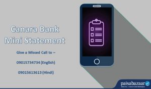 Canara Bank Mini Statement by Missed Call, Mobile Banking, Netbanking