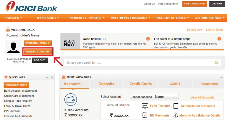 How to Generate ICICI Debit Card PIN via iMobile,Netbanking,Customer Care