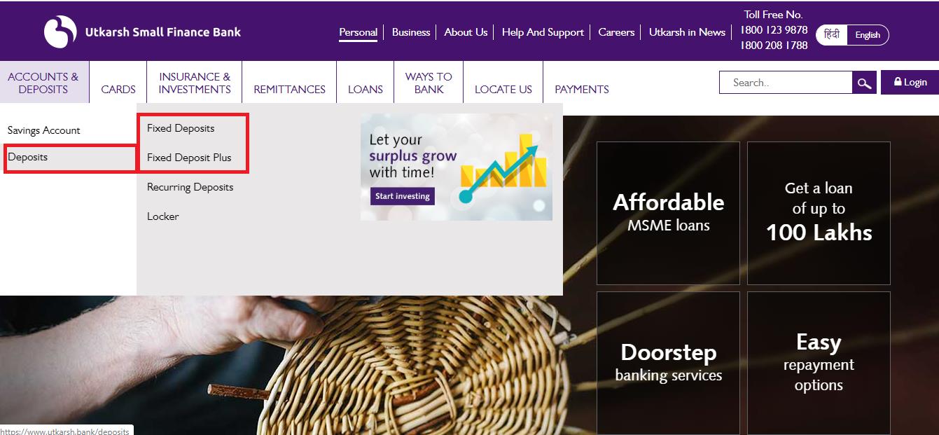 Utkarsh Small Finance Bank FD Interest Rates & Schemes 2022