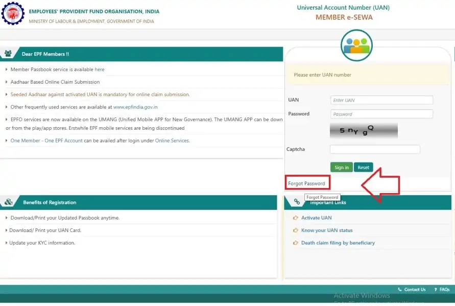 Uan Password Know How To Reset Password Online