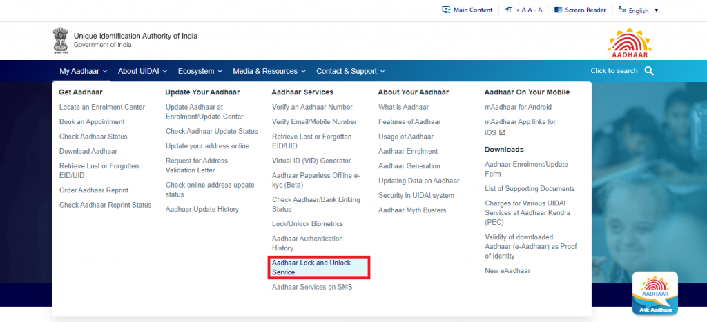 How To Lock Unlock Aadhaar Service Online Paisabazaar