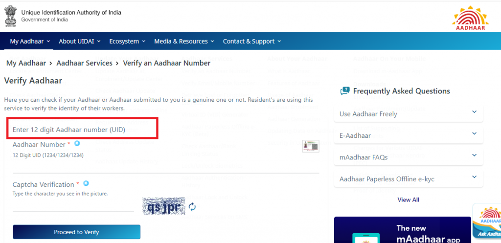 Aadhar Card Verification Online How To Verify Aadhaar Number Via Otp