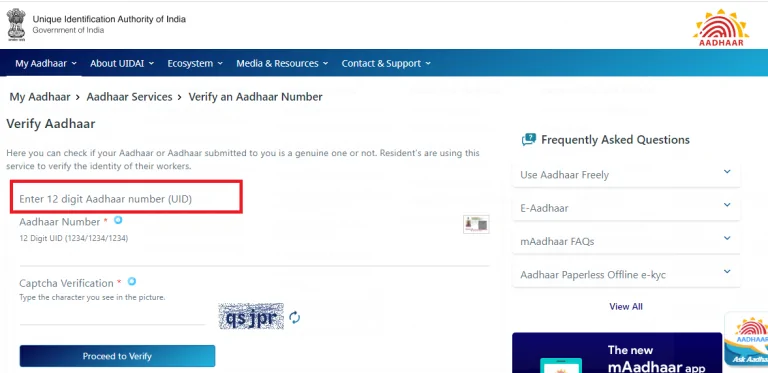 Aadhar Card Verification Online How To Verify Aadhaar Number Via Otp