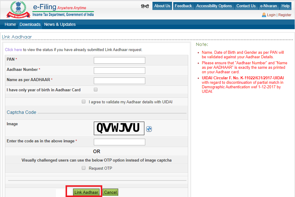 How To Link Aadhaar Card To Income Tax Return Online or by SMS How To Link Aadhaar Card To Income Tax Return Online or by SMS
