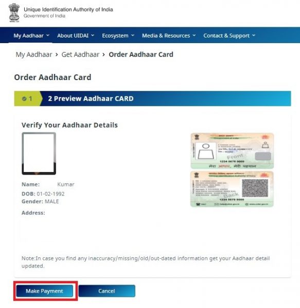 Pvc Aadhar Card Know How To Order Uidai Pvc Card Online Paisabazaar
