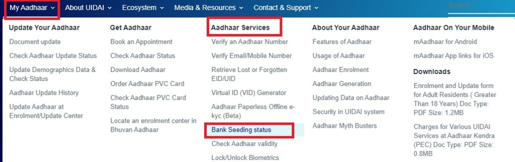 How to Check about Aadhaar Bank Link Status Online