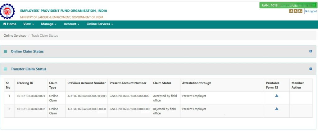 Check EPF Claim Status via UAN Portal, PF Number & UMANG App